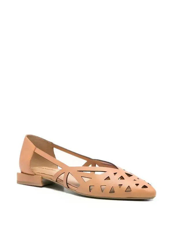 GIOSEPPO Bumala Cut-out Leather Ballet Flats - Brown