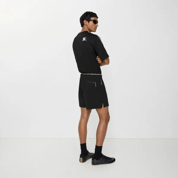 Burberry Stretch Nylon Shorts With Check Taping