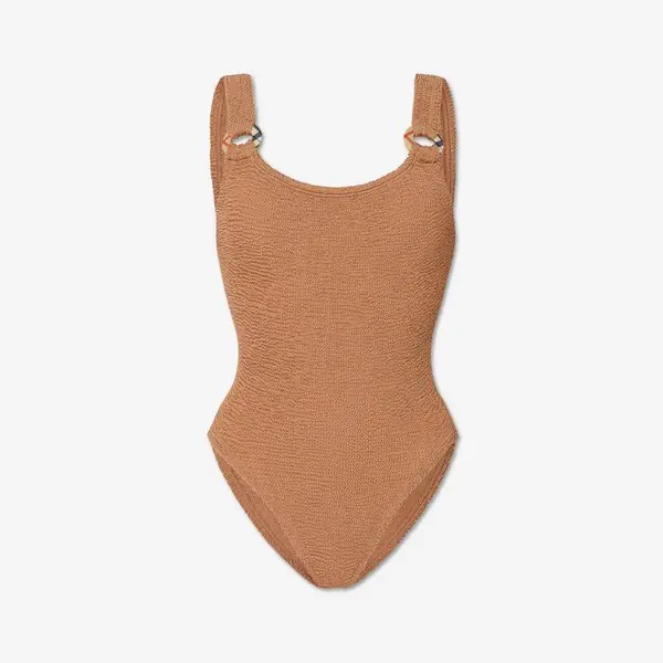 Burberry X Hunza G Domino Swimsuit - Metallic Cocoa