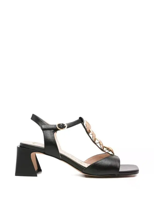 CAFÈNOIR Leather Chain Detail Sandals