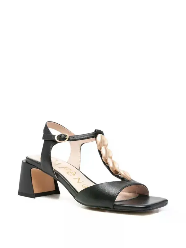 CAFÈNOIR Leather Chain Detail Sandals
