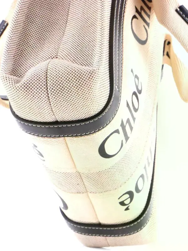 Chloé Woody Canvas With Leather Small Tote Bag - Blue