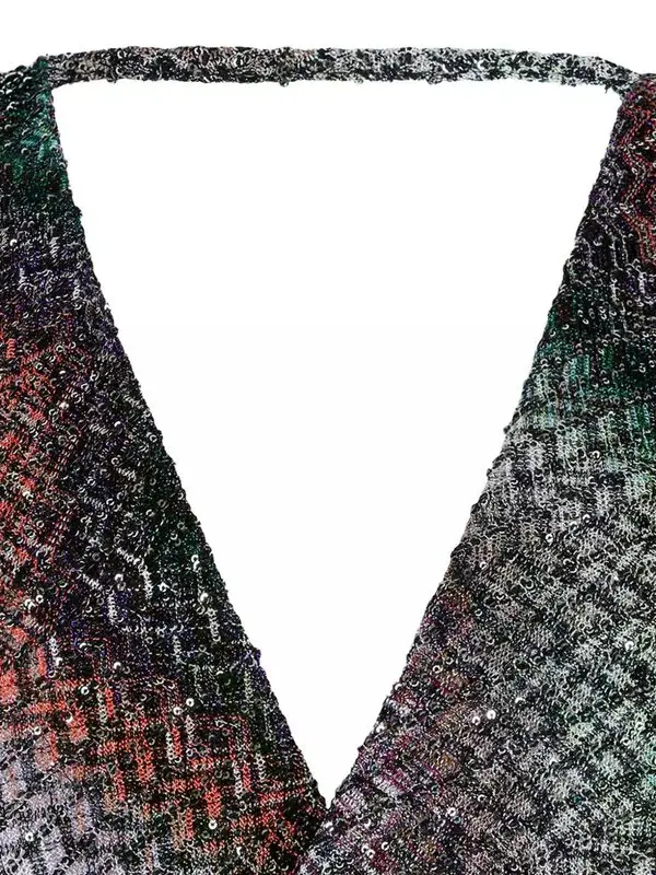 Missoni Sequin Embellished Zigzag V-neck Sleeveless Top