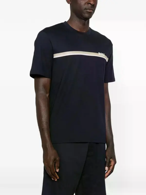 BOSS Authentic Stripe-detail Logo-print T-shirt