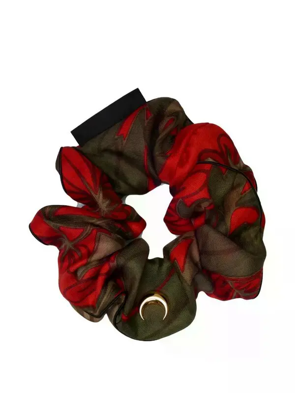 MARINE SERRE Crescent Moon Silk Scrunchie - Brown