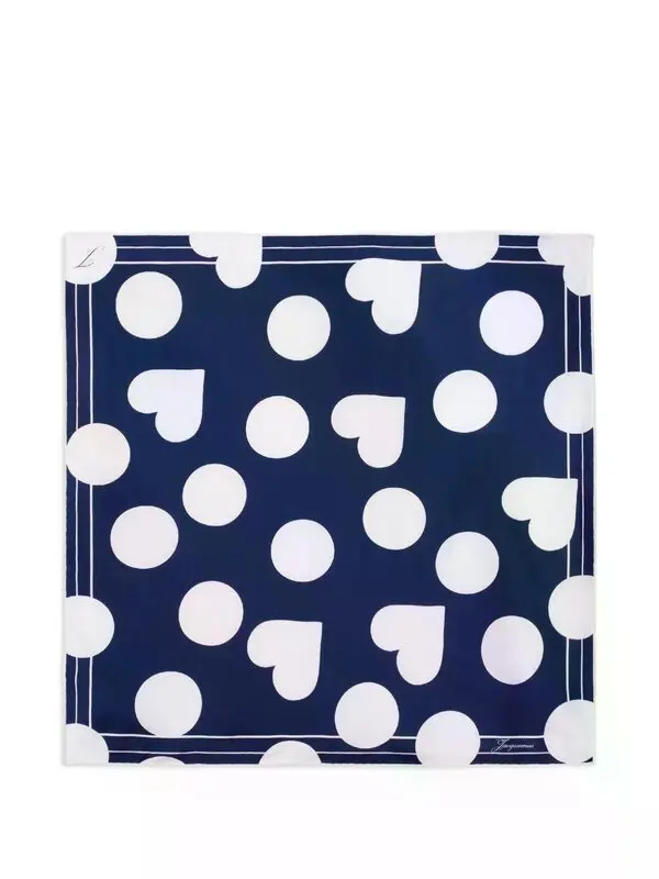 Jacquemus Le Foulard Coeur Polka-dot Scarf - Blue