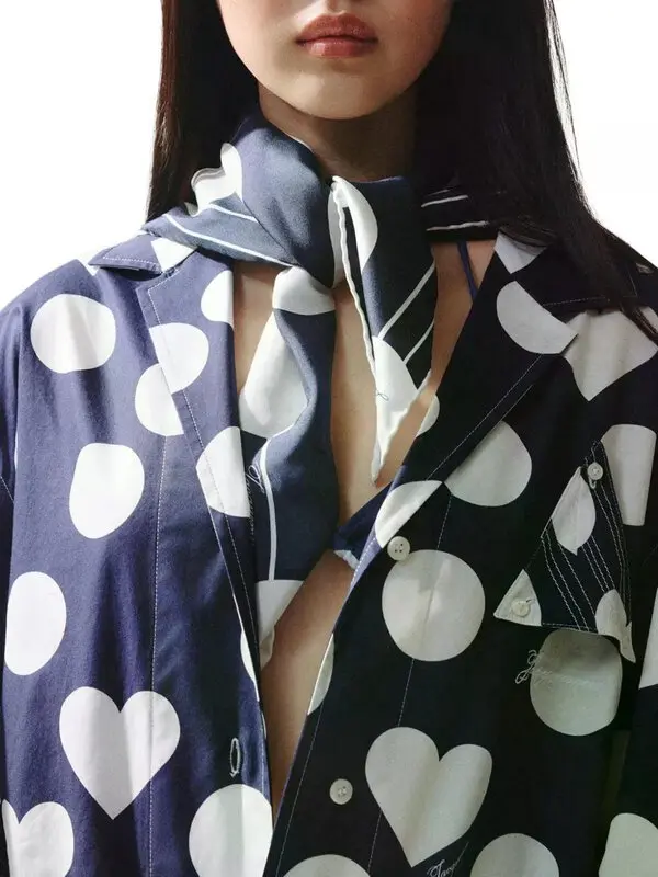 Jacquemus Le Foulard Coeur Polka-dot Scarf - Blue