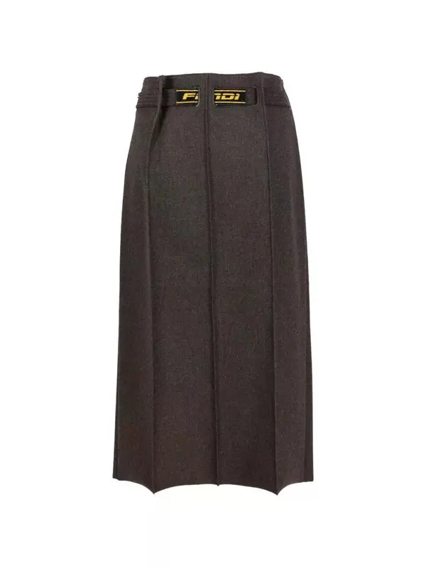 Fendi Belted Midi Skirt With Embroidered Logo Detail