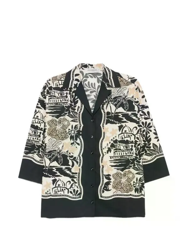 ERMANNO FIRENZE Graphic Print Notch Lapel Shirt
