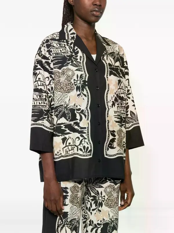 ERMANNO FIRENZE Graphic Print Notch Lapel Shirt