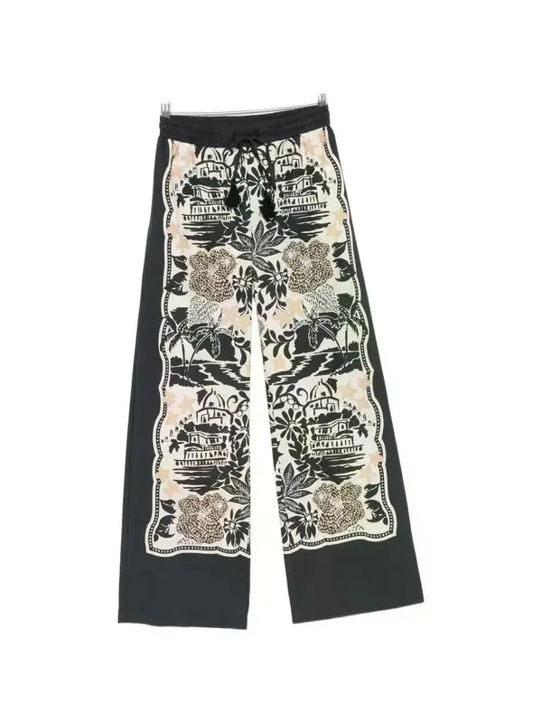 ERMANNO FIRENZE Graphic Print Palazzo Trousers