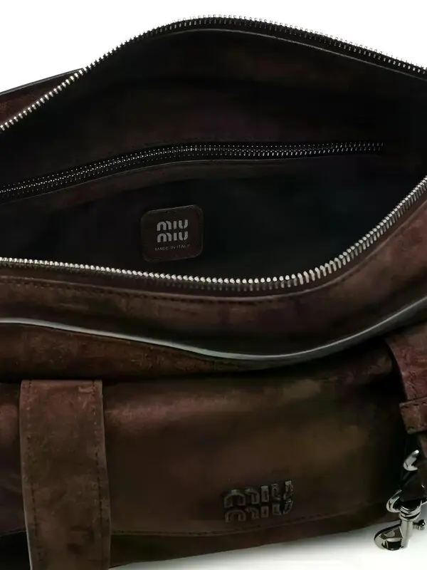 Miu Miu Utilitarian Suede Tote Bag - Brown