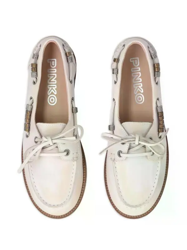 Pinko Bead-embellished Leather Loafers