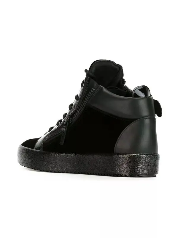 GIUSEPPE ZANOTTI Velvet And Leather Cruel Mid-top Sneakers