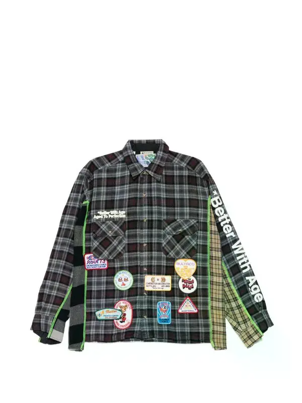 BETTER WITH AGE Patch-detail Checked Shirt