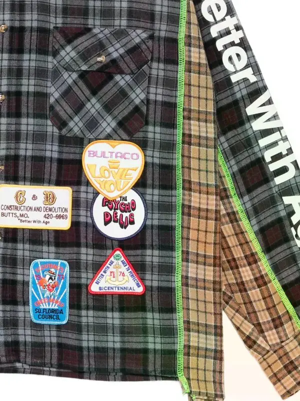 BETTER WITH AGE Patch-detail Checked Shirt