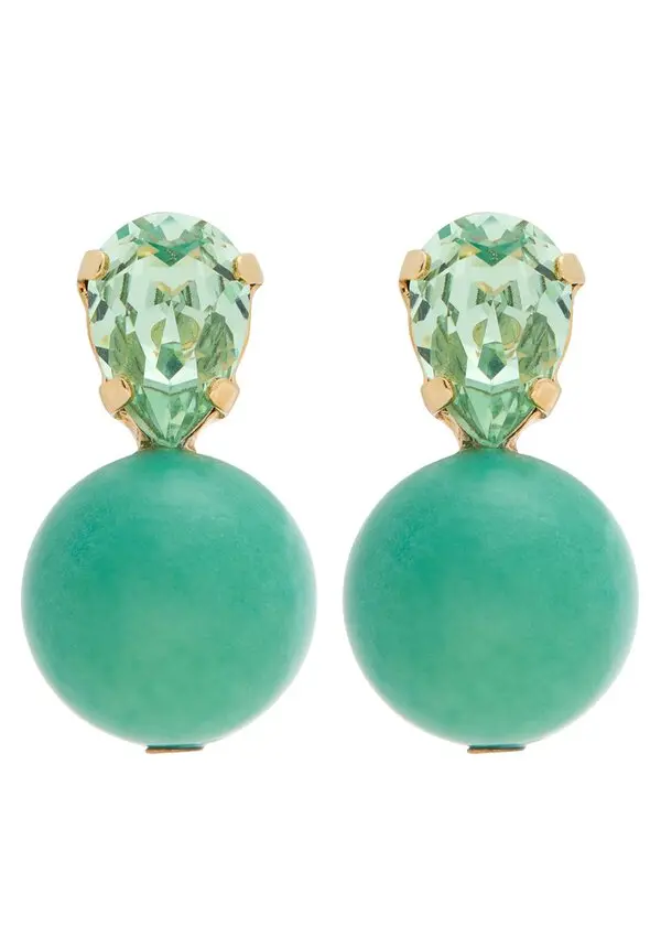 JENNIFER BEHR 18kt Gold-plated Drop Earrings With Crystal Embellishments - Green