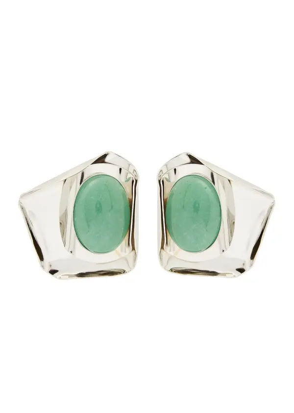 JENNIFER BEHR Kendall Rhodium-plated Drop Earrings With Jade - Dark Green