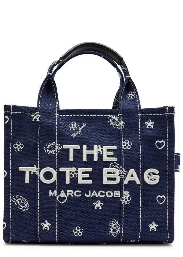 Marc Jacobs Tote Small Printed Canvas Tote Bag - Navy