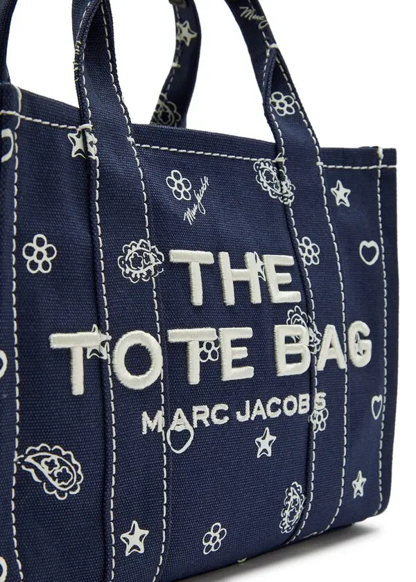 Marc Jacobs Tote Small Printed Canvas Tote Bag - Navy