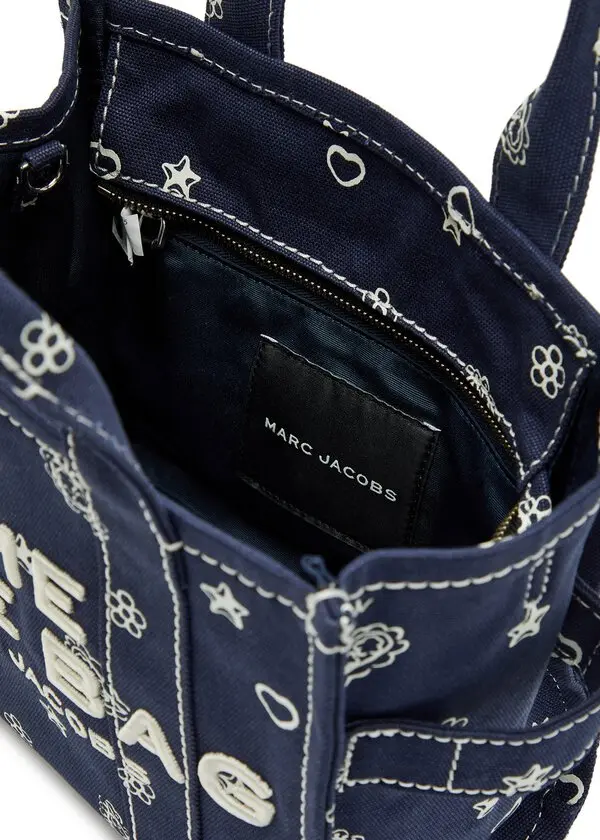 Marc Jacobs Tote Small Printed Canvas Tote Bag - Navy