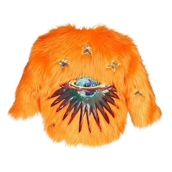 JENNAFER GRACE Planet Queen Faux Fur Jacket - Orange