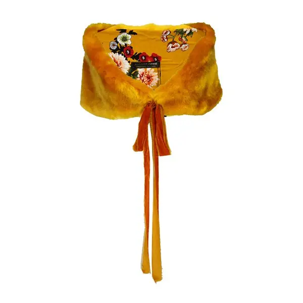 JENNAFER GRACE Amber Faux Fur Velvet Knot Stole - Orange