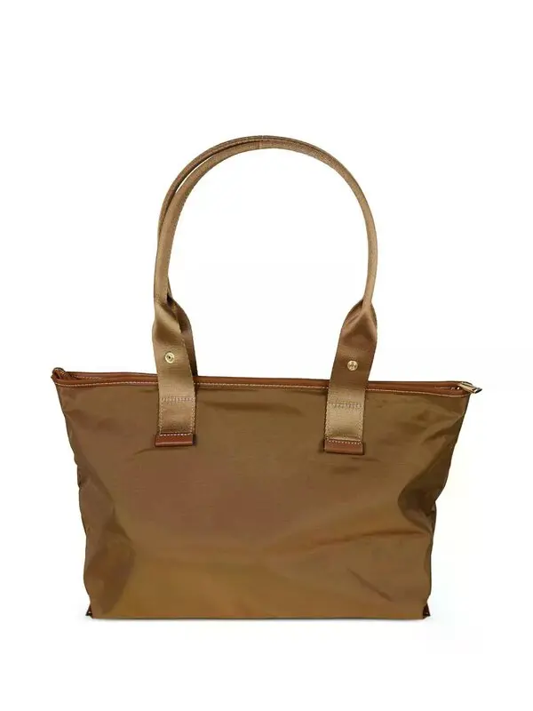 LANCEL Logo Plaque Leather Trim Tote Bag