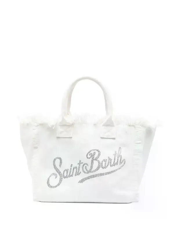 MC2 SAINT BARTH Strass Embellished Frayed Tote Bag - White