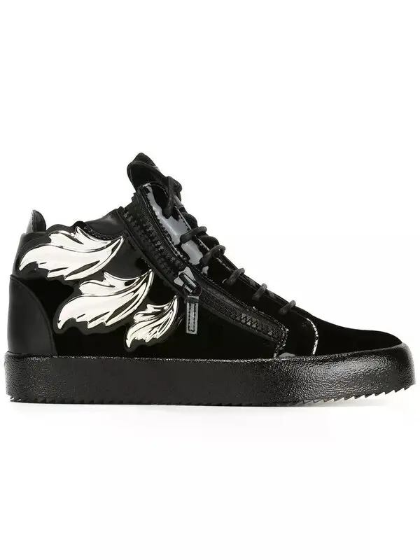 GIUSEPPE ZANOTTI Velvet And Leather 'cruel' Mid-top Sneakers - Black