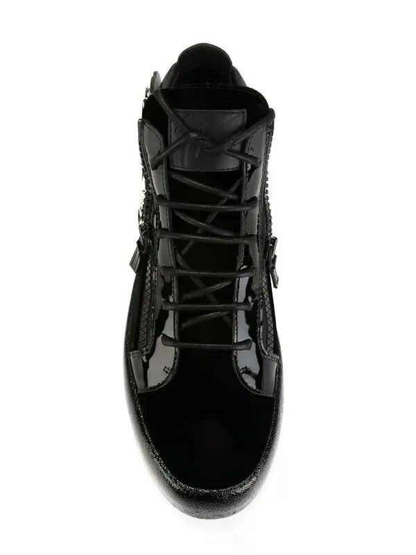 GIUSEPPE ZANOTTI Velvet And Leather 'cruel' Mid-top Sneakers - Black