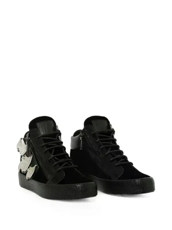 GIUSEPPE ZANOTTI Velvet And Leather 'cruel' Mid-top Sneakers