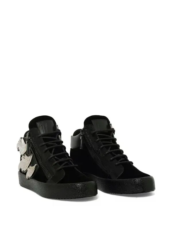 GIUSEPPE ZANOTTI Velvet And Leather 'cruel' Mid-top Sneakers