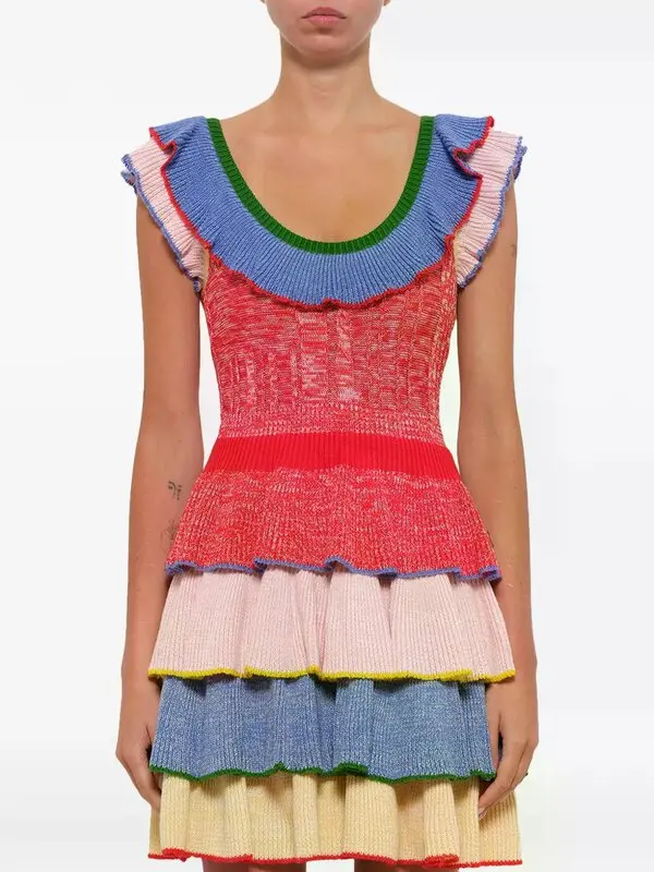 Alexander McQueen Knitted Tiered Mini Dress