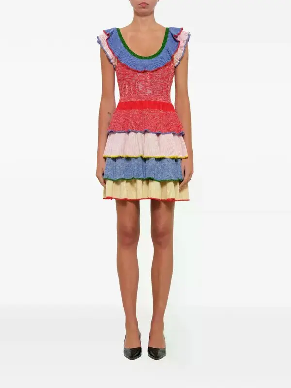 Alexander McQueen Knitted Tiered Mini Dress