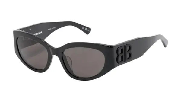 Balenciaga Oval Frame Sunglasses With Logo Detail - Black