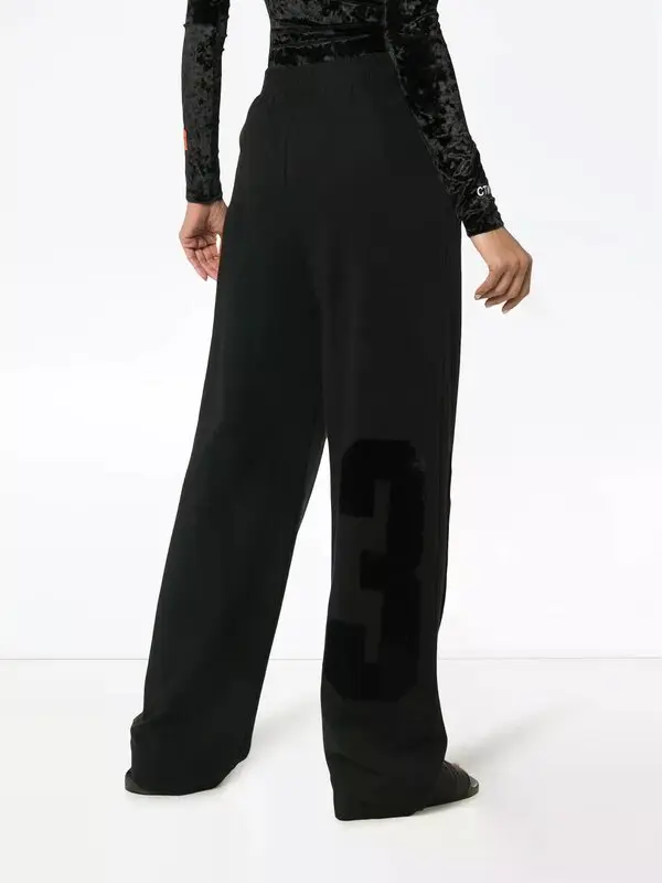 Off-White High Waisted Text Print Cotton Trousers