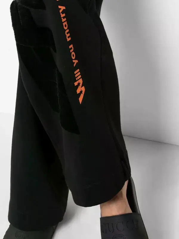 Off-White High Waisted Text Print Cotton Trousers