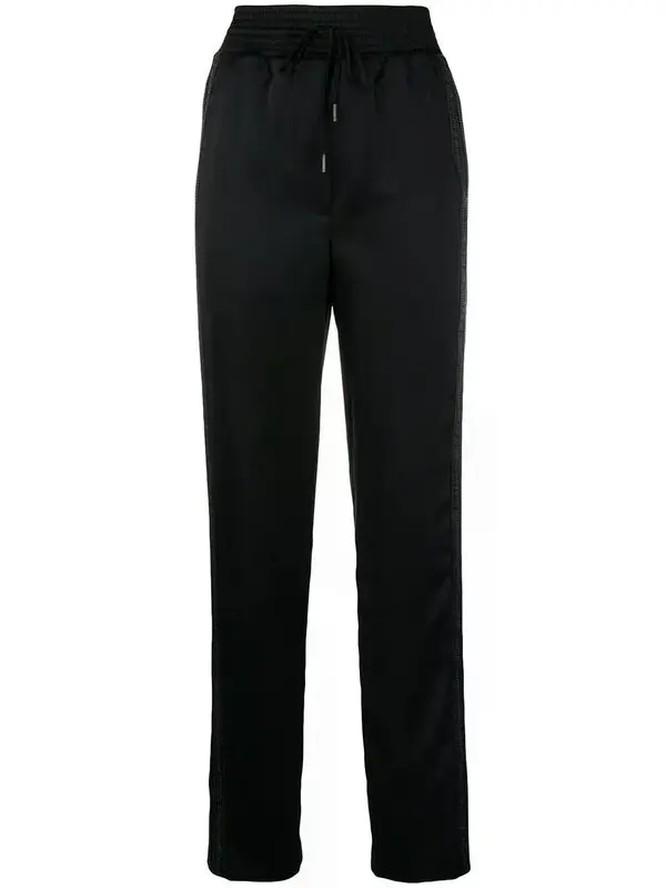 Off-White High-waisted Drawstring Trousers With Side Stripe Detail - Black