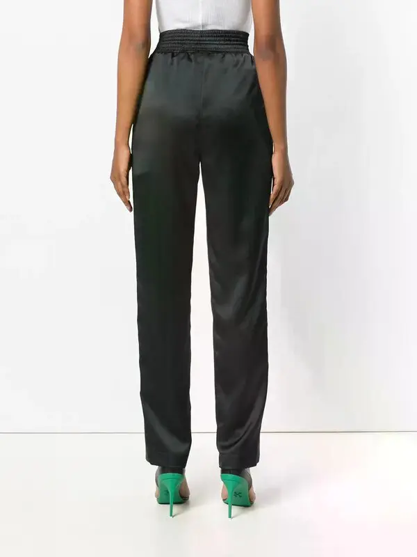 Off-White High-waisted Drawstring Trousers With Side Stripe Detail - Black