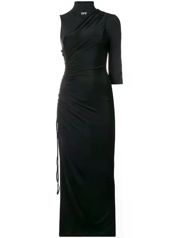Off-White Asymmetrical Midi Dress With Cut-out Detail