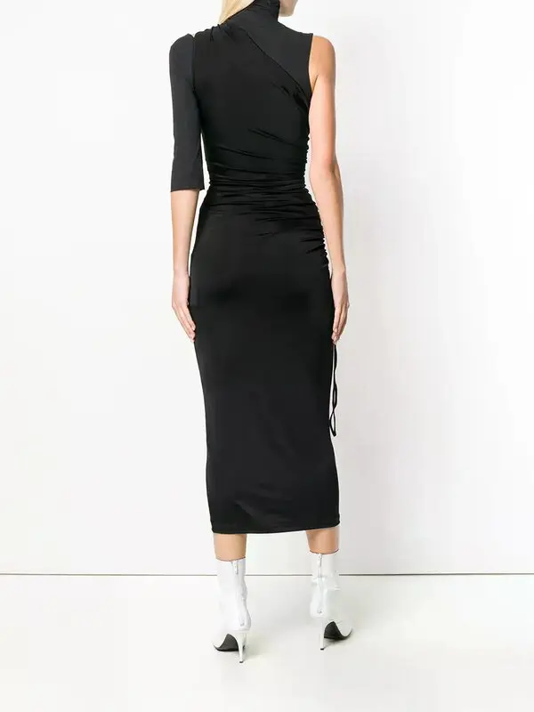 Off-White Asymmetrical Midi Dress With Cut-out Detail