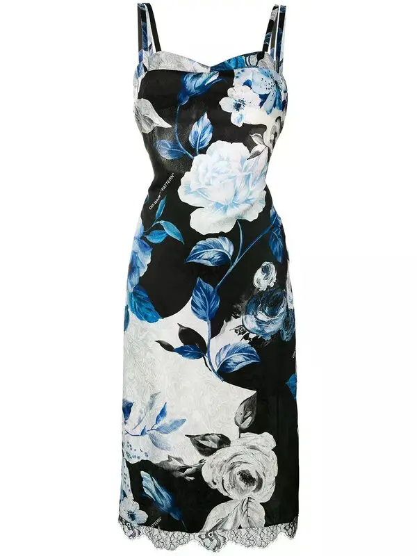 Off-White Rose Print Midi Dress