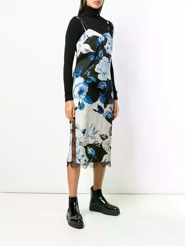 Off-White Rose Print Midi Dress