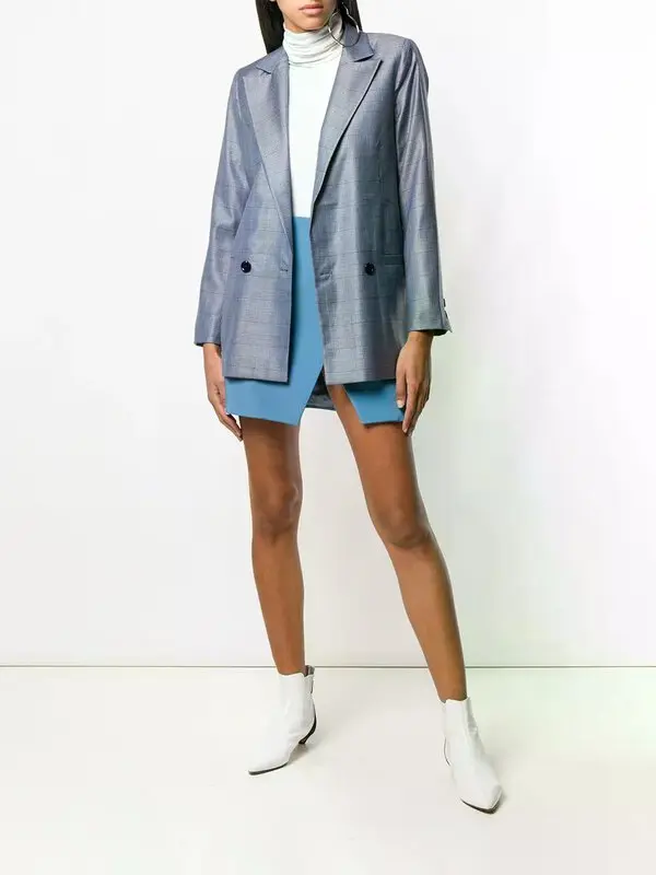 Off-White Wrap-front Miniskirt With Buckle Detail - Blue