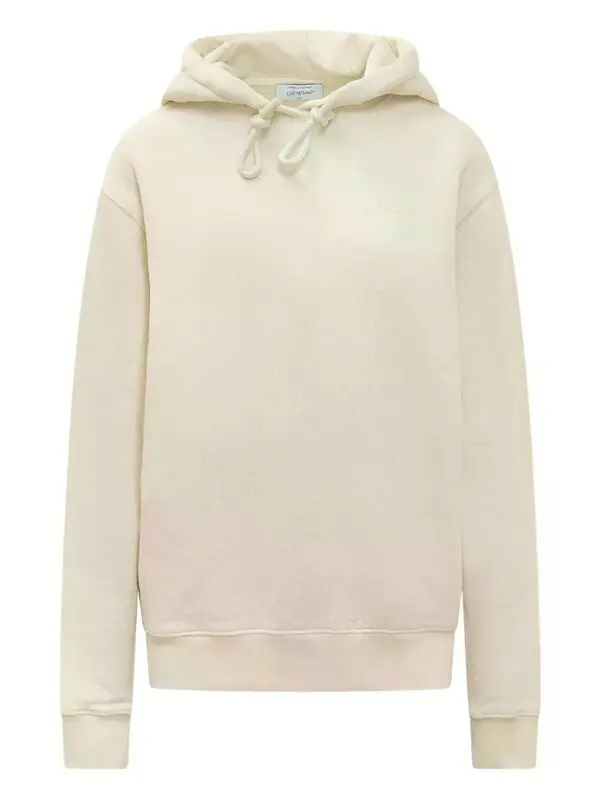 Off-White Cotton Hoodie With Embroidered Logo