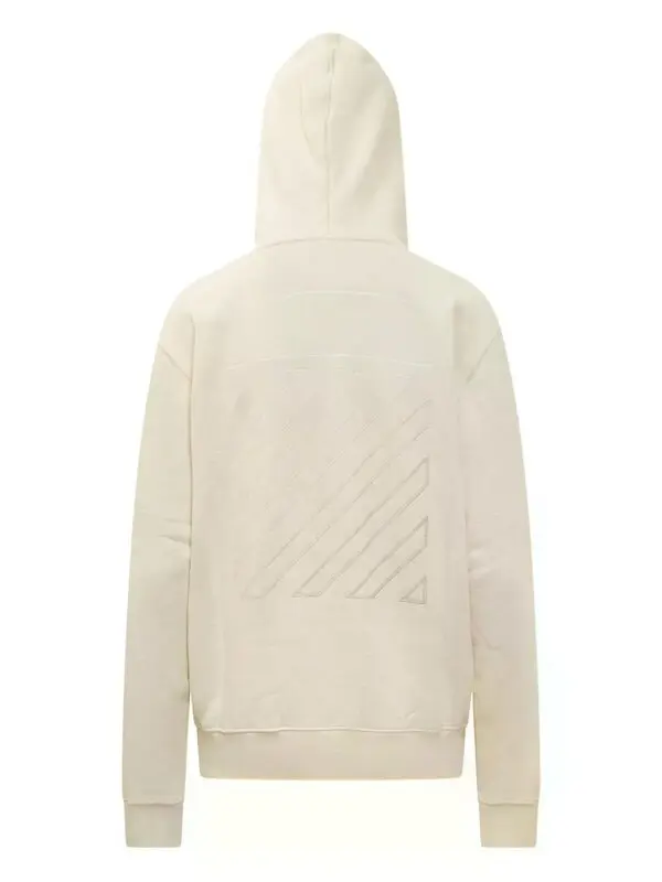 Off-White Cotton Hoodie With Embroidered Logo