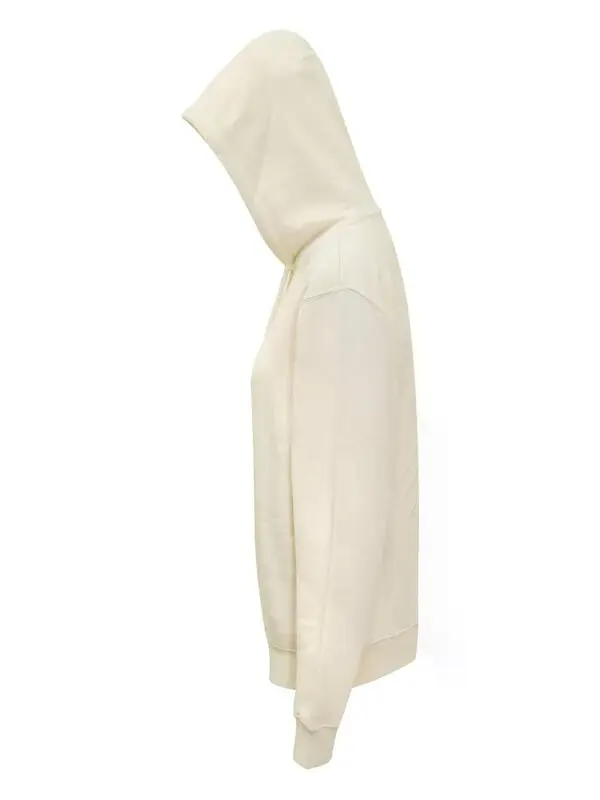 Off-White Cotton Hoodie With Embroidered Logo