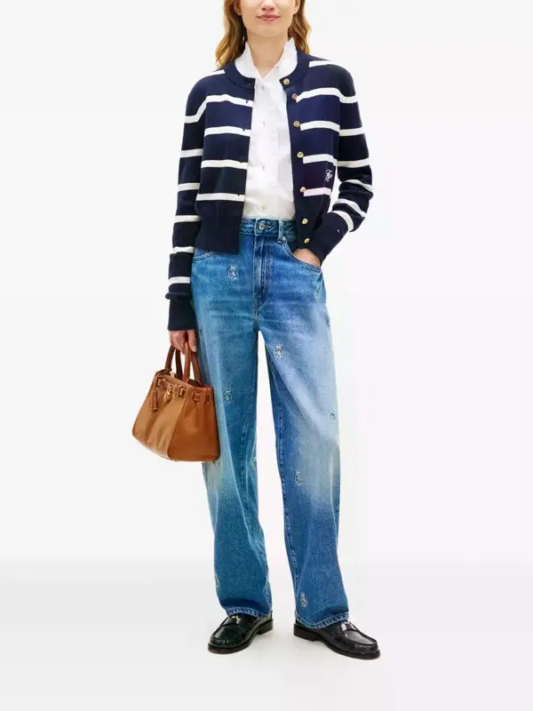 Tommy Hilfiger Crest Embroidered Barrel-leg Denim Jeans