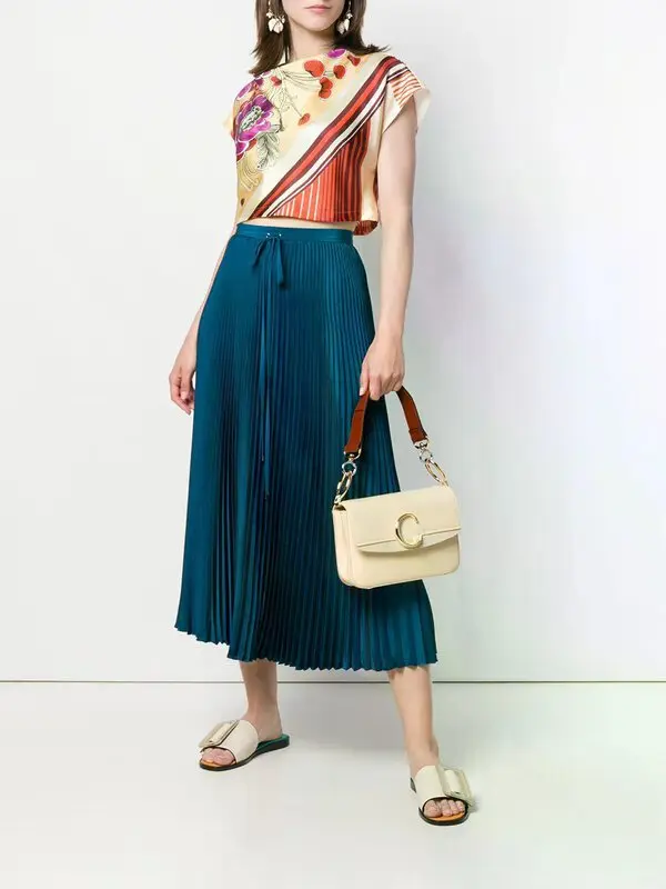 Chloé Printed Silk Satin Crop Top
